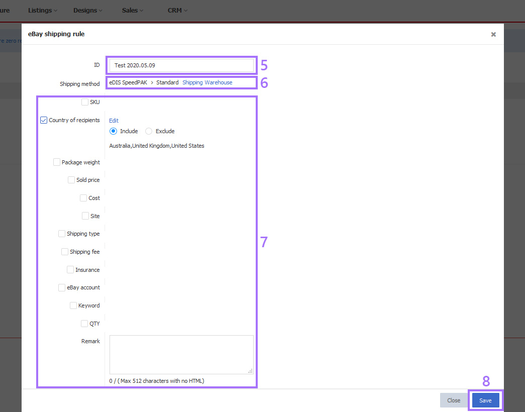 eBay shipping rule - PushAuction